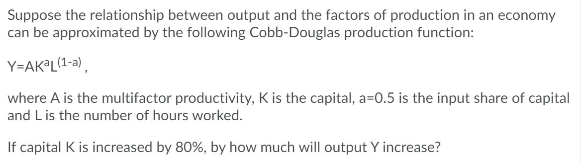 Solved Suppose the relationship between output and the | Chegg.com