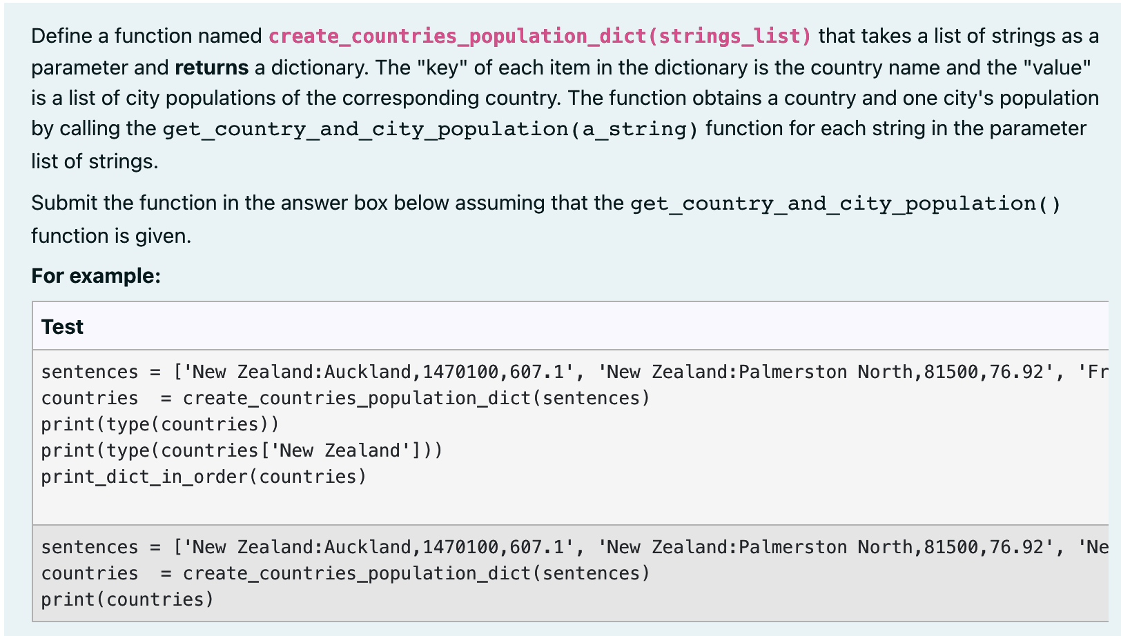 Solved Define A Function Named Createcountries 9805