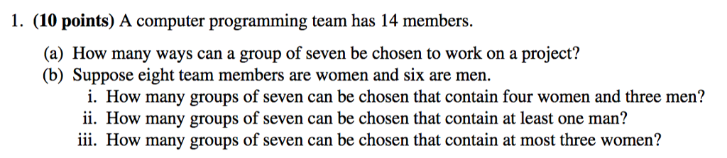 Solved 1. (10 points) A computer programming team has 14 | Chegg.com