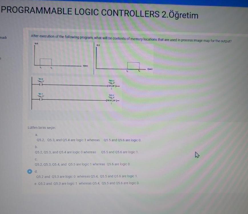 Solved PROGRAMMABLE LOGIC CONTROLLERS 2.Öğretim nadi After | Chegg.com