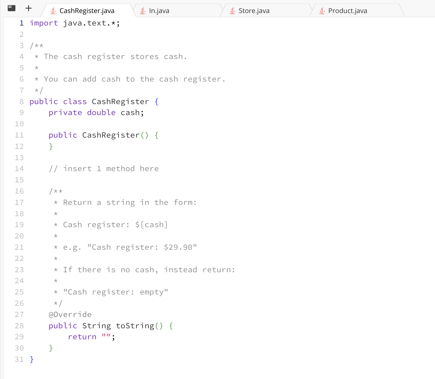 Solved Specification: Main class: Store A store sells one | Chegg.com