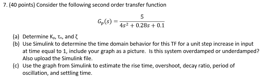Solved .(40 points) Consider the following second order | Chegg.com