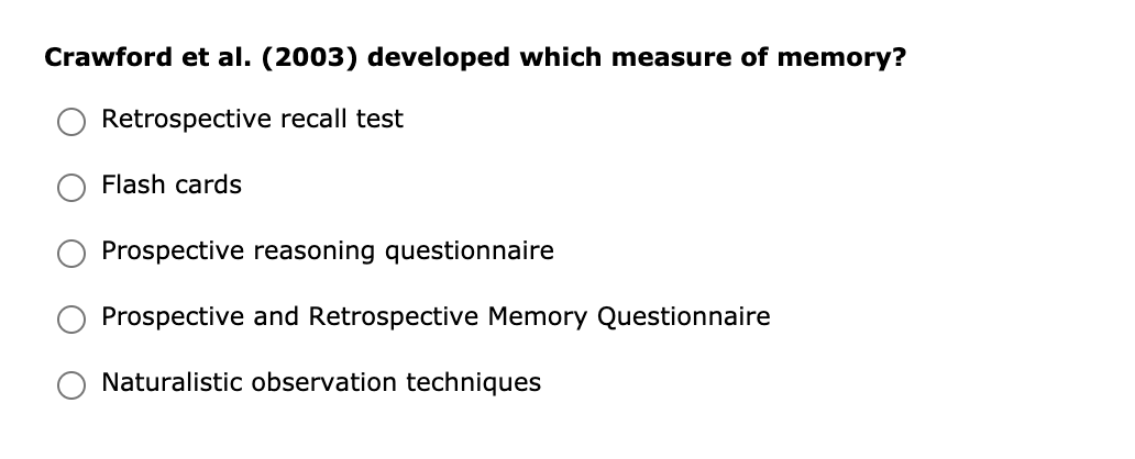 Solved Crawford et al. (2003) developed which measure of | Chegg.com