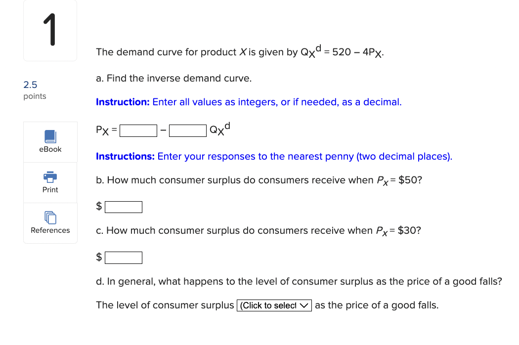 Solved The demand curve for product X is given by | Chegg.com