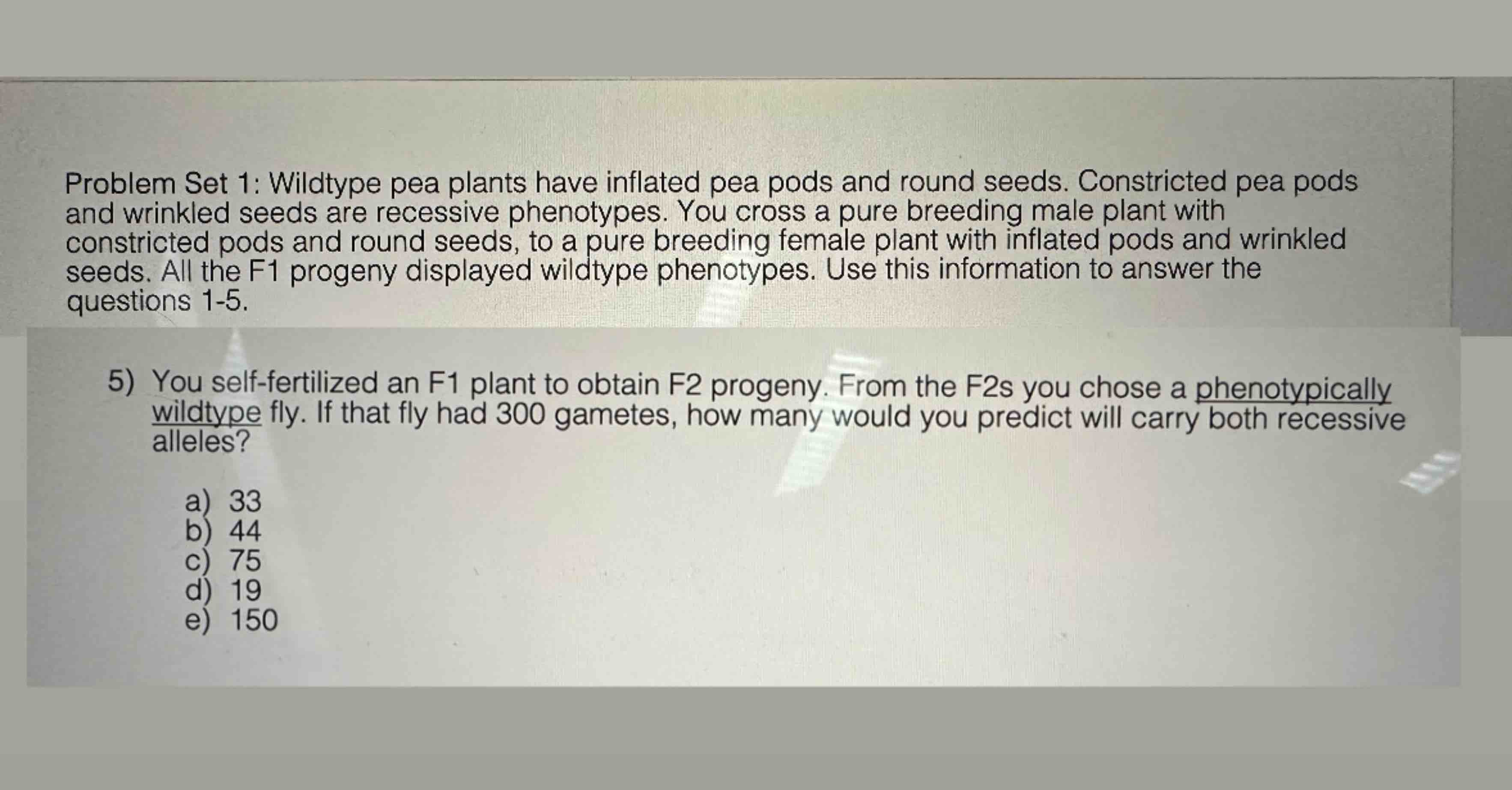 Solved Problem Set 1: Wildtype pea plants have inflated pea | Chegg.com
