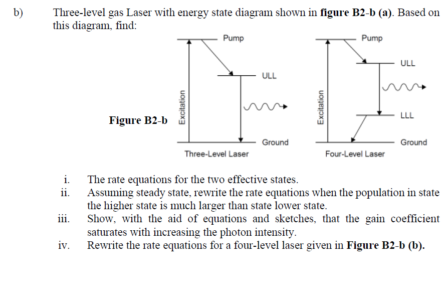 Solved b) Three-level gas Laser with energy state diagram | Chegg.com