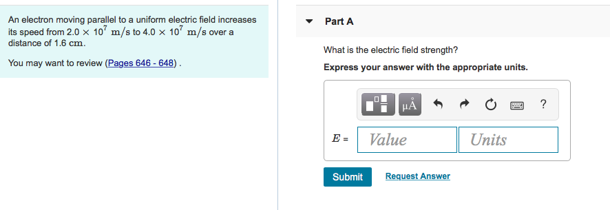 Solved An electron moving parallel to a uniform electric | Chegg.com