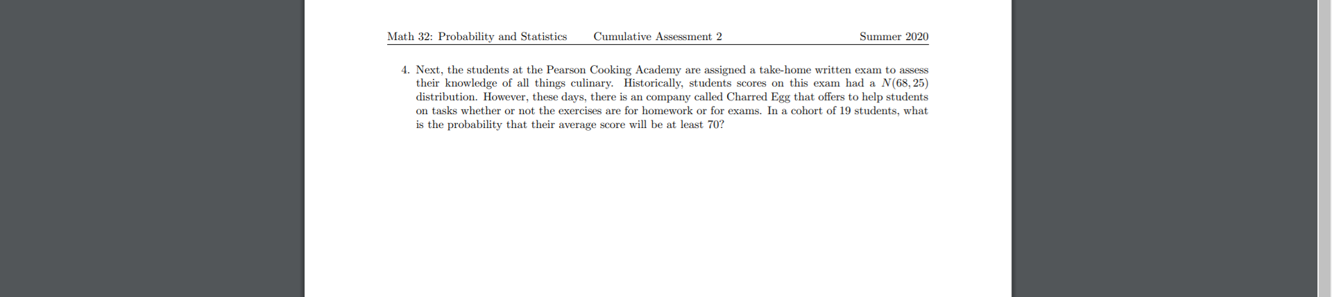 Solved Math 32: Probability and Statistics Cumulative | Chegg.com