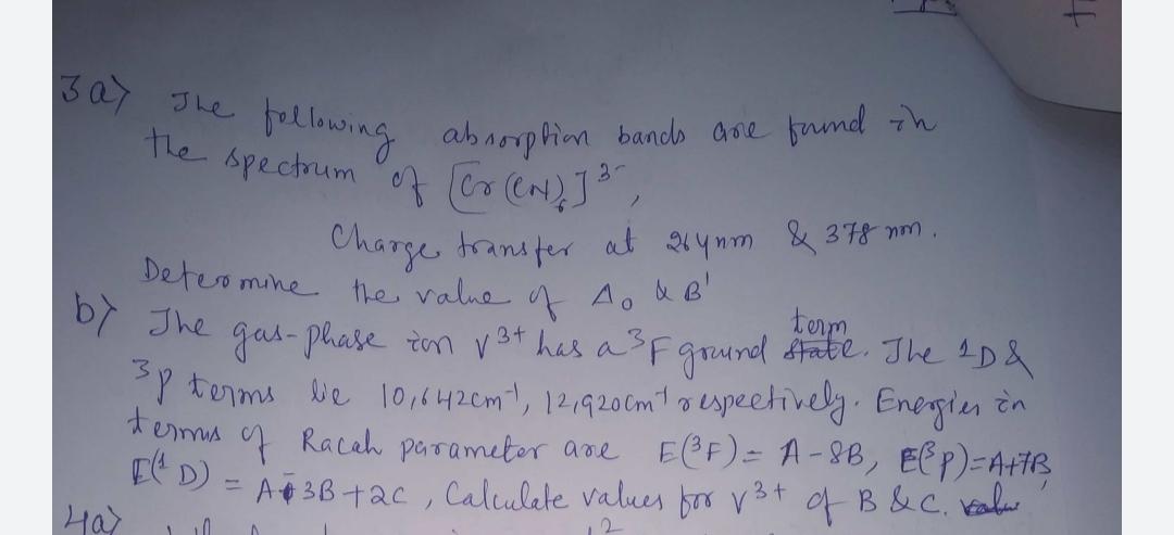 Solved 3a) The following absorption bands are fund in the | Chegg.com