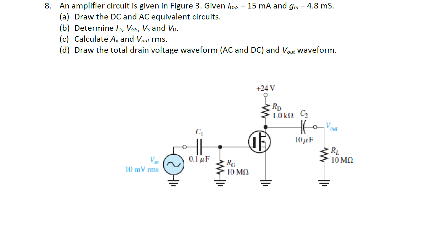 Solved 8. An amplifier circuit is given in Figure 3. Given | Chegg.com