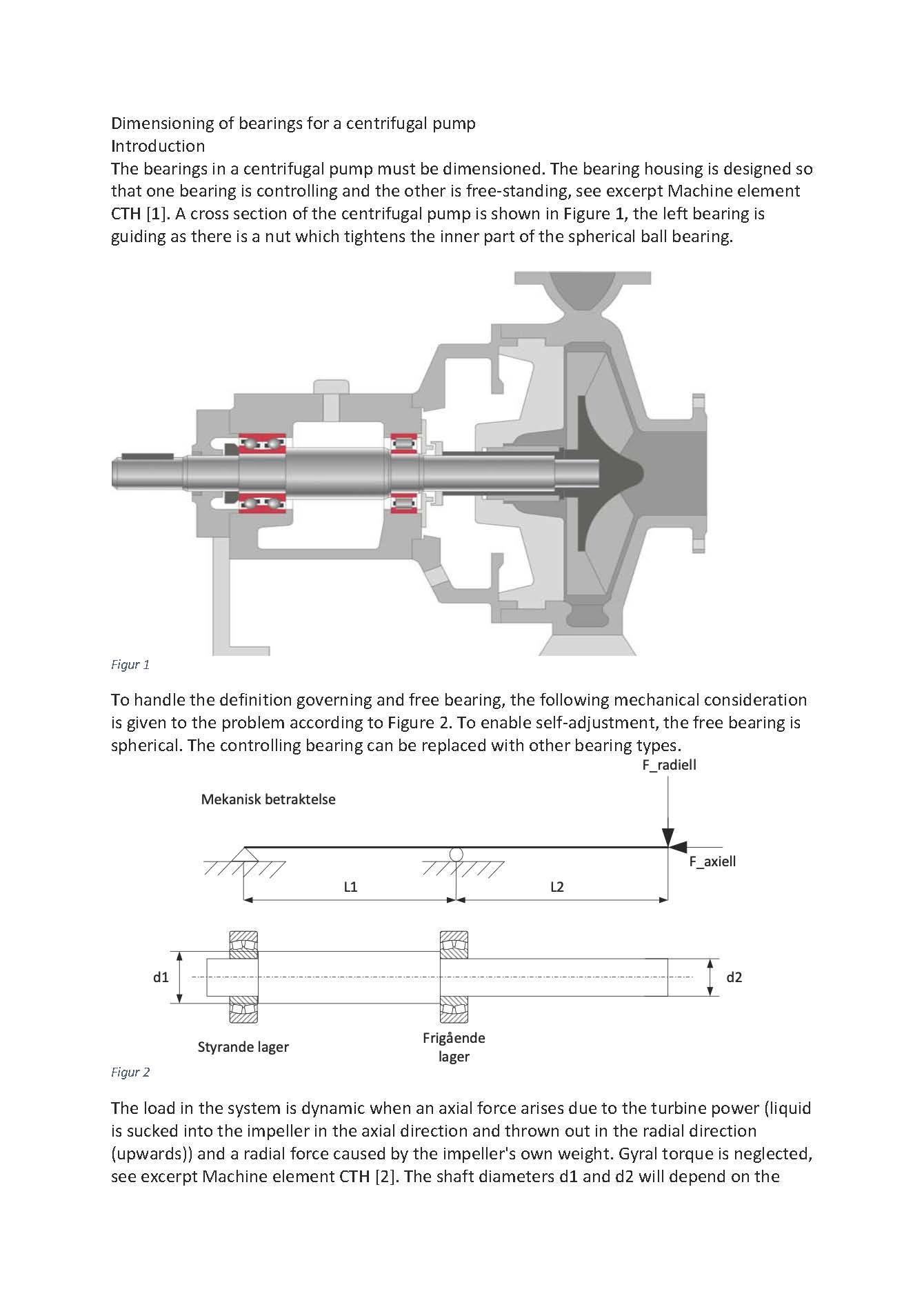 Dimensioning of bearings for a centrifugal pump | Chegg.com
