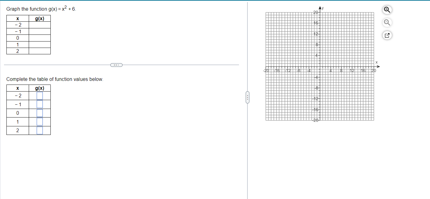 Solved Graph the function g(x)=x2+6. Complete the table of | Chegg.com