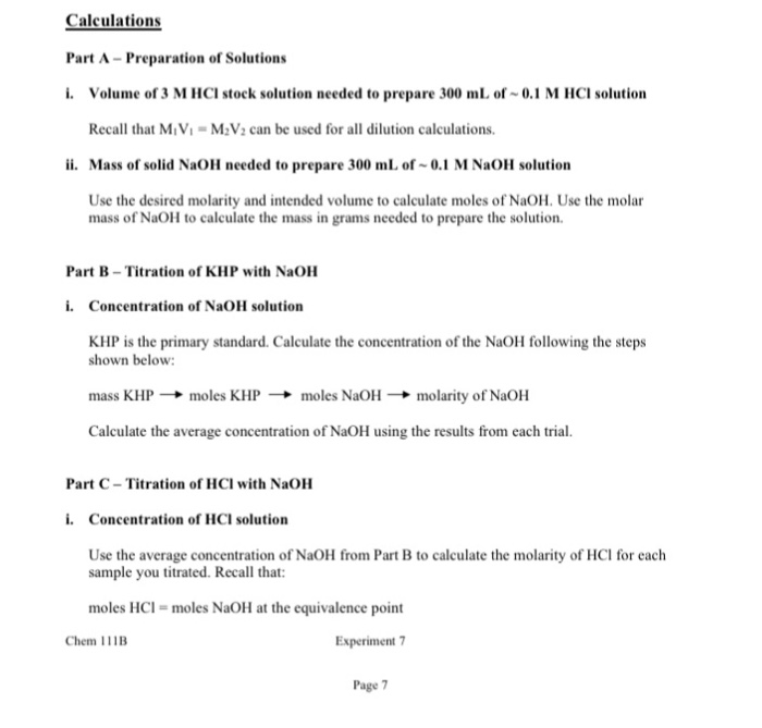 Solved Calculations Part A- Preparation of Solutions i. | Chegg.com