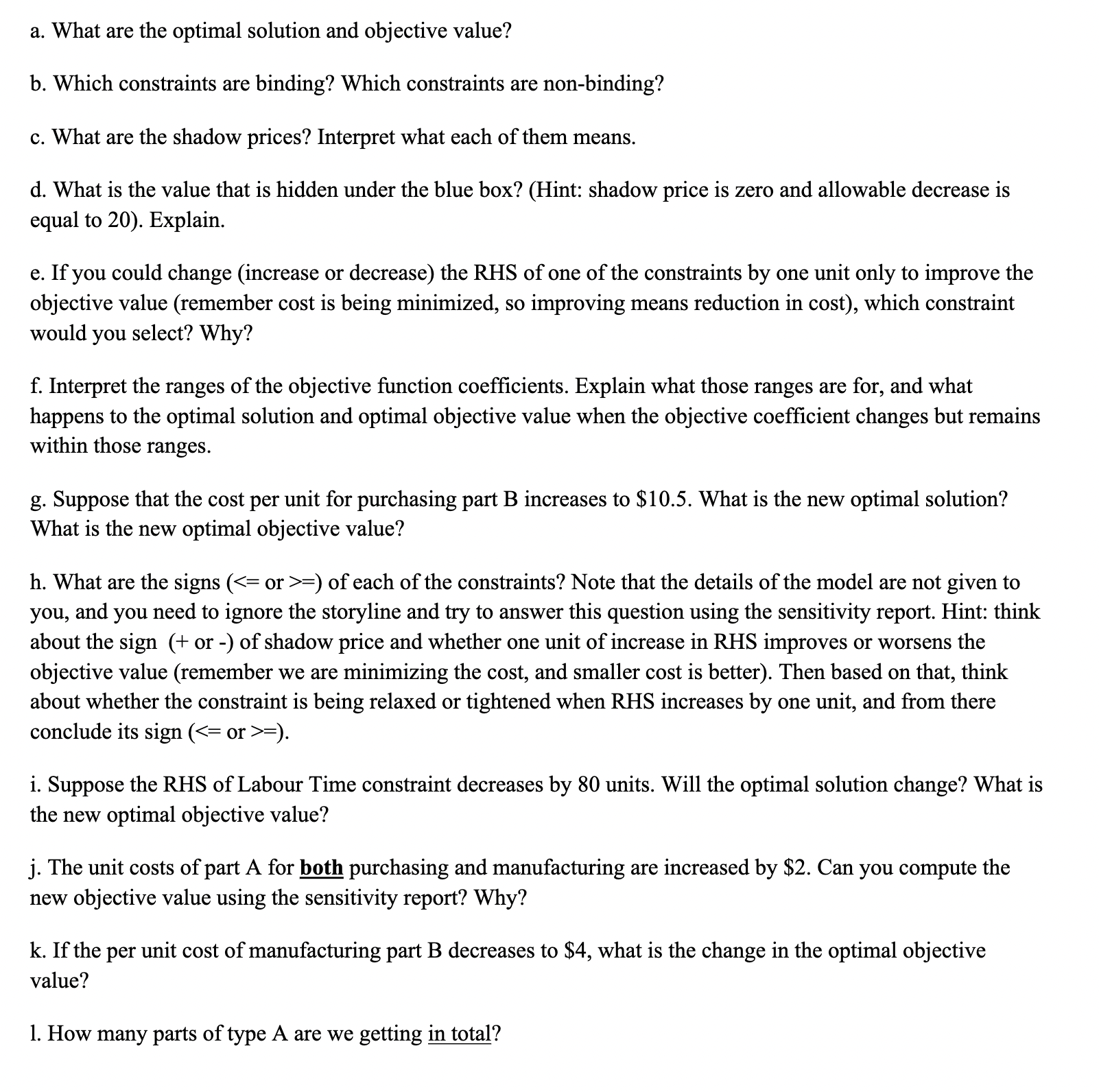 Solved The table below shows the sensitivity report of an | Chegg.com