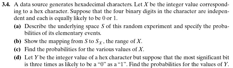 Solved 34 A Data Source Generates Hexadecimal Characters 