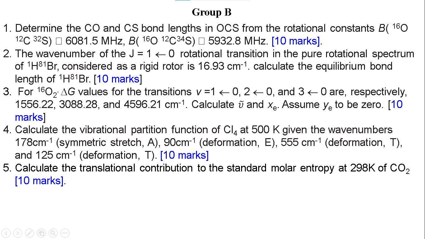 Solved Group B 1. Determine the CO and CS bond lengths in | Chegg.com