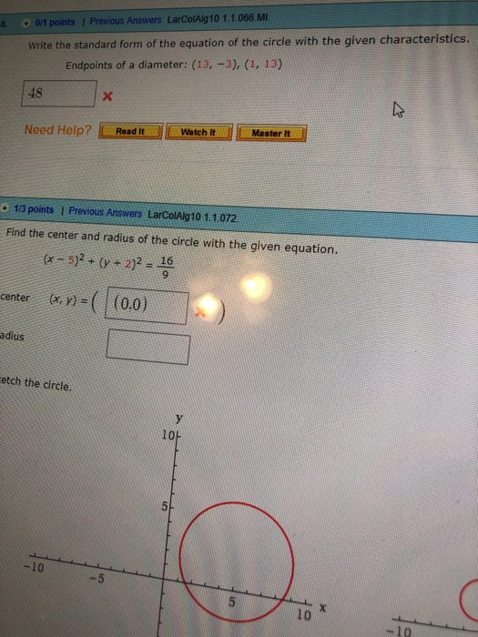 Solved 8 0 1 Points Previous Answers LarColAlg 10 1 1 066 Chegg