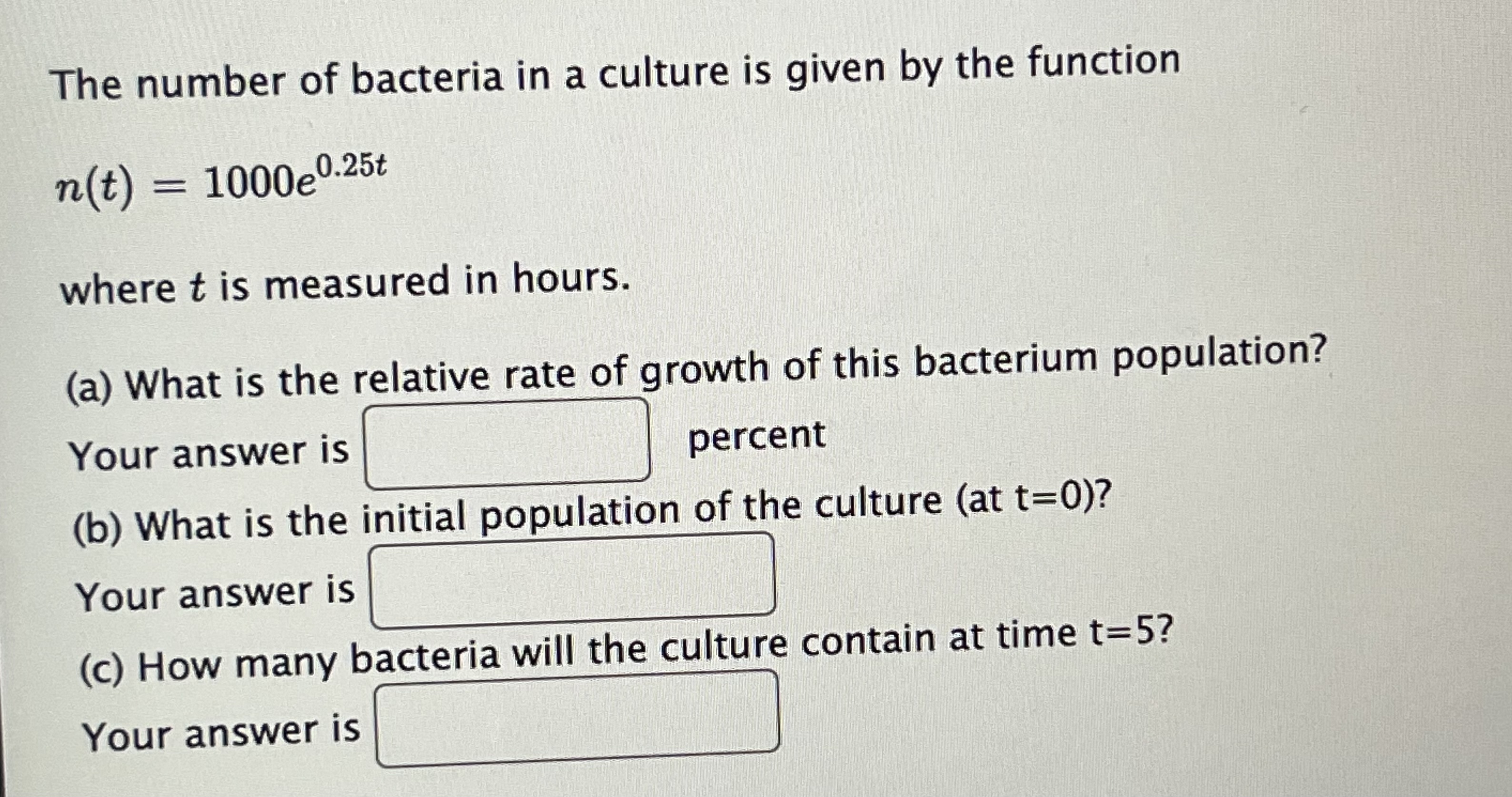 Solved The number of bacteria in a culture is given by the | Chegg.com