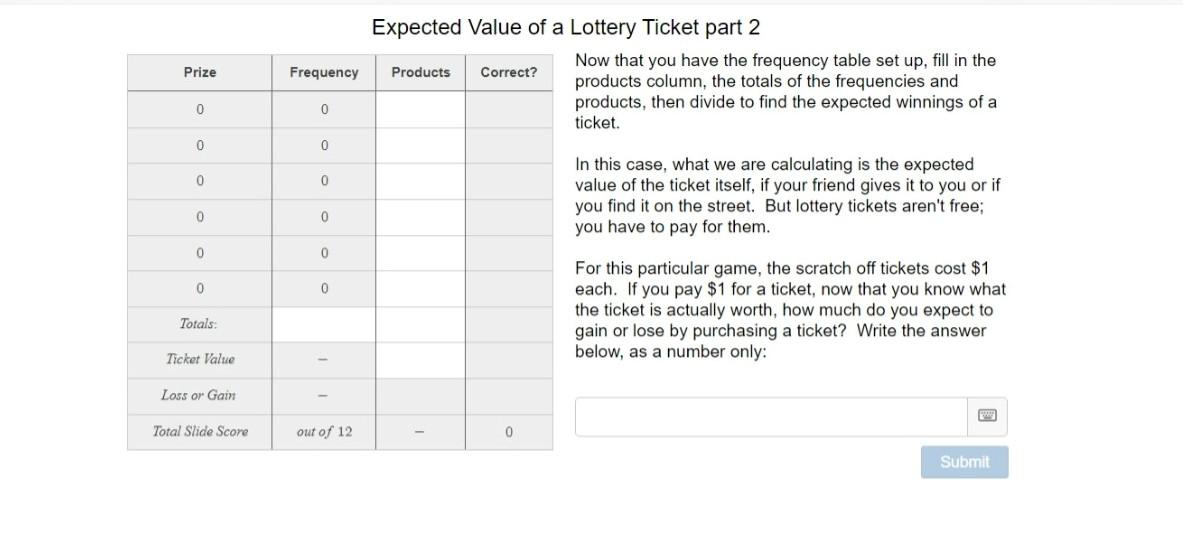 Solved Expected Value of a Lottery Ticket part 2 Now that | Chegg.com