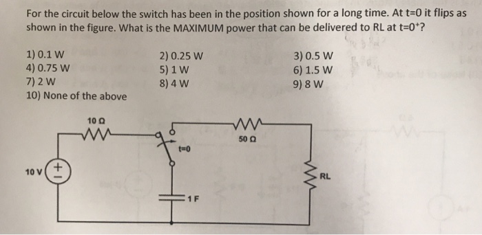 Solved For the circuit below the switch has been in the | Chegg.com