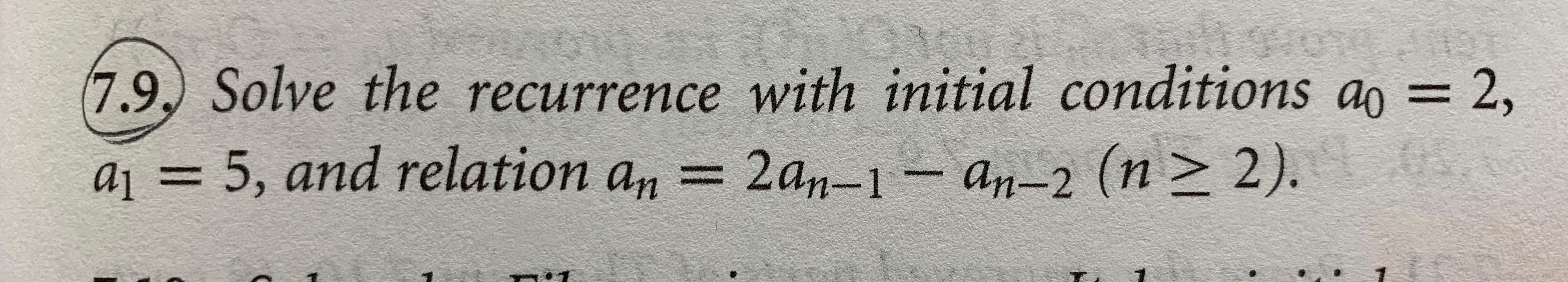 Solved 7.3. Solve the recurrence with initial conditions ao | Chegg.com