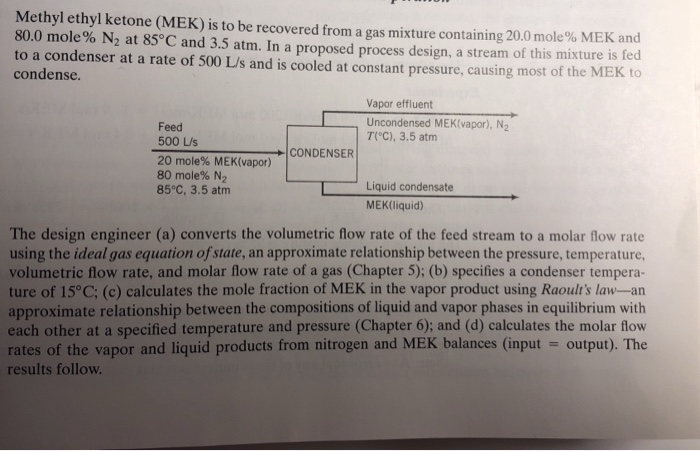 Solved Methyl ethyl ketone (MEK) is to be recovered from a | Chegg.com