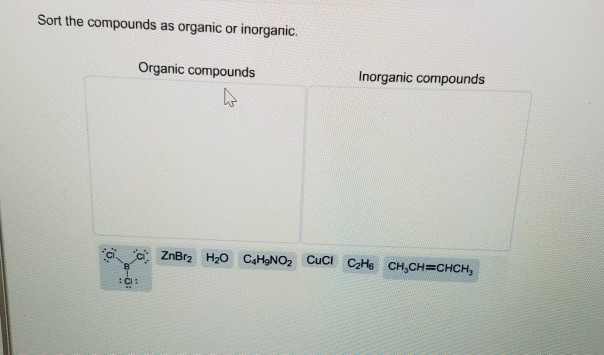 Solved Sort the compounds as organic or inorganic. Organic | Chegg.com