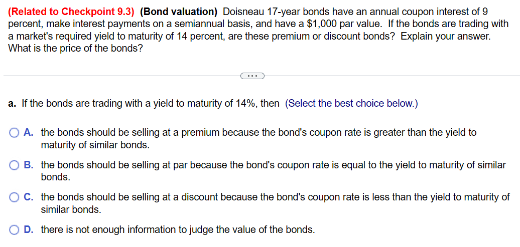 Solved (Related to Checkpoint 9.3) (Bond valuation) Doisneau | Chegg.com