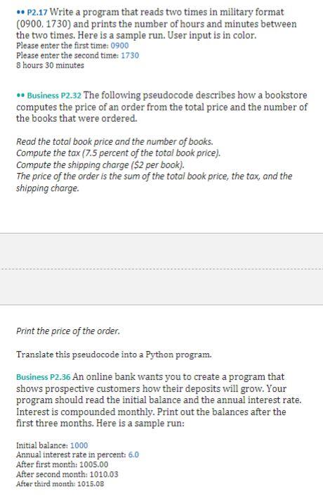 Solved - P2.17 Write a program that reads two times in | Chegg.com
