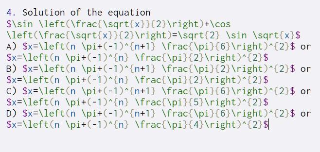 Solved 4. Solution of the equation $\sin | Chegg.com
