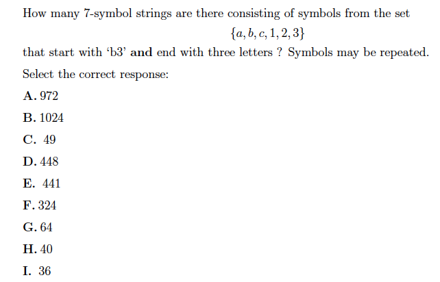 Solved How many 7-symbol strings are there consisting of | Chegg.com
