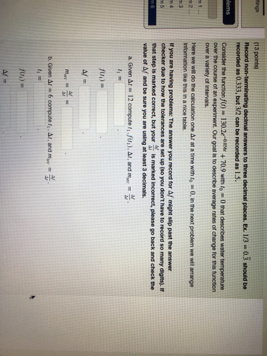 Solved (17 points) Record non-terminating decimal answers to | Chegg.com