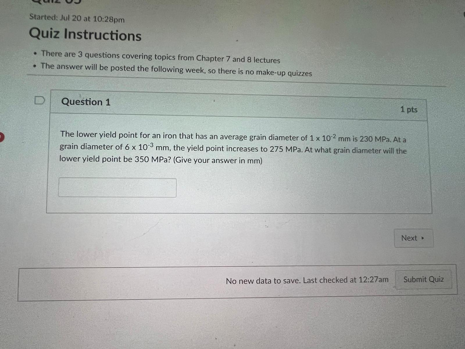 Solved Quiz Instructions - There are 3 questions covering | Chegg.com