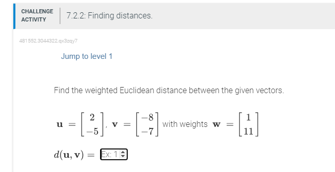 Solved Find the weighted Euclidean distance between the | Chegg.com