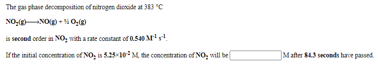 Solved The gas phase decomposition of nitrogen dioxide at | Chegg.com