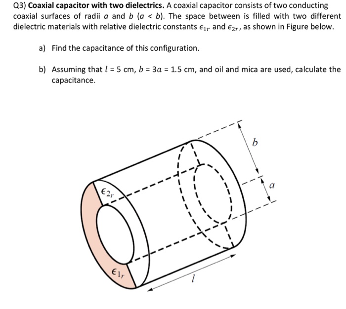 Solved Coaxial capacitor with two dielectrics. A coaxial | Chegg.com