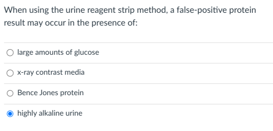 Solved When using the urine reagent strip method, a | Chegg.com
