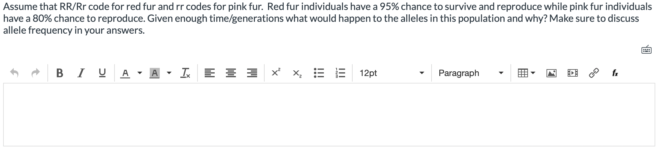 Assume that RR/Rr code for red fur and rr codes for | Chegg.com