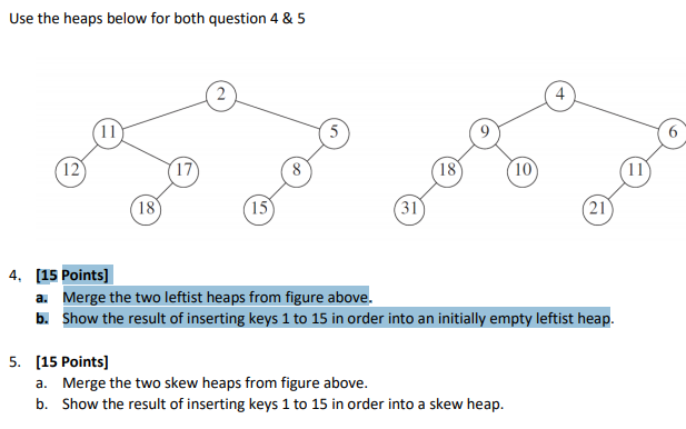 Solved Use the heaps below for both question 4 & 5 5 12 17 8 | Chegg.com