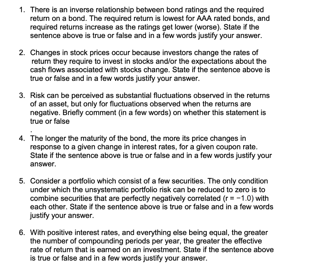 Solved 1. There is an inverse relationship between bond | Chegg.com