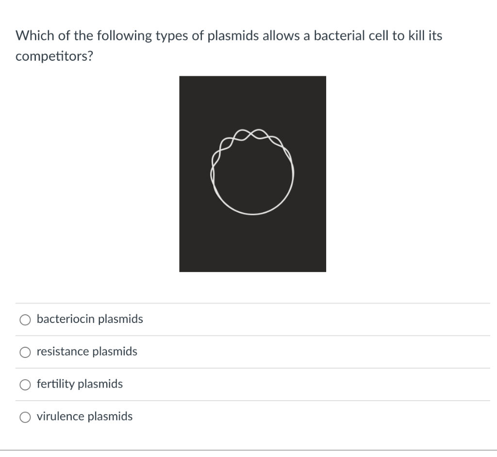 Solved Which of the following types of plasmids allows a | Chegg.com