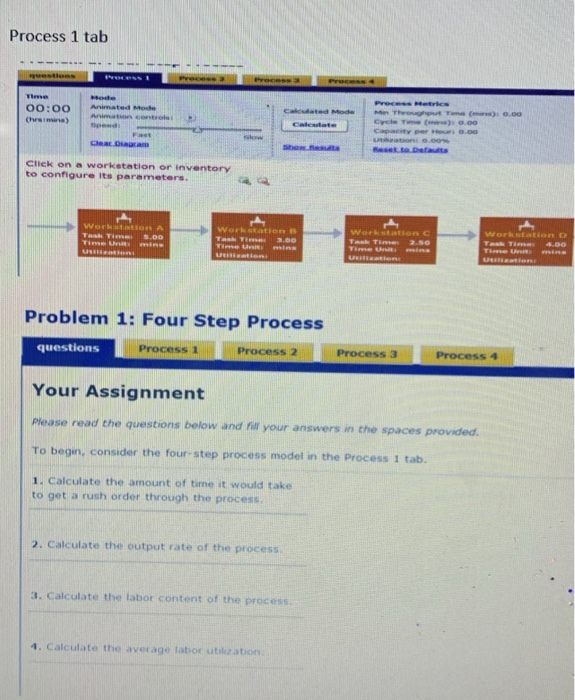 Solved Process 1 tab Time 00:0O imated Mote oo:on on | Chegg.com