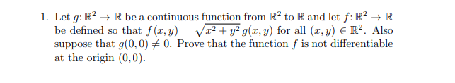 Solved 1. Let g:R2→R be a continuous function from R2 to R | Chegg.com