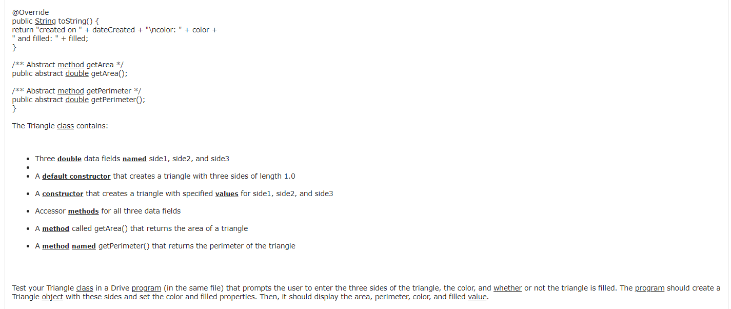 Solved Design A Class Named Triangle That Extends The 