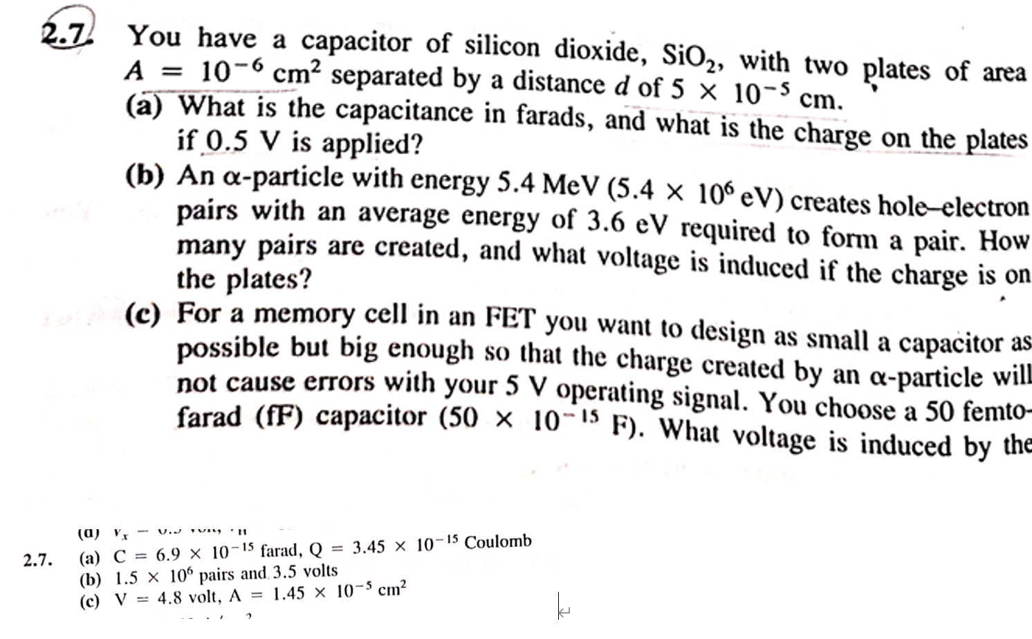 Solved 2.7 You have a capacitor of silicon dioxide, SiO2, | Chegg.com