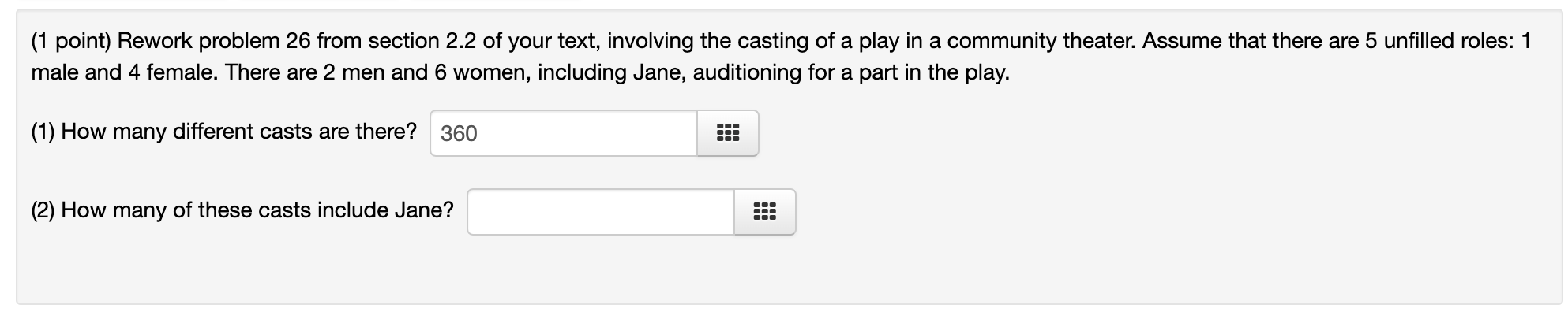 Solved (1 point) Rework problem 26 from section 2.2 of your | Chegg.com