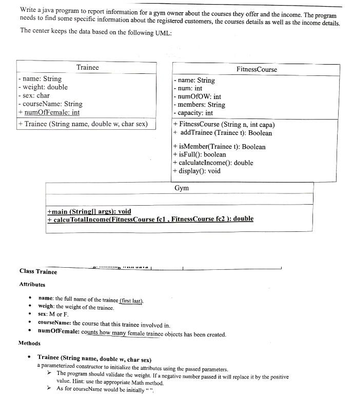 Solved Write A Java Program To Report Information For A Gym 1470