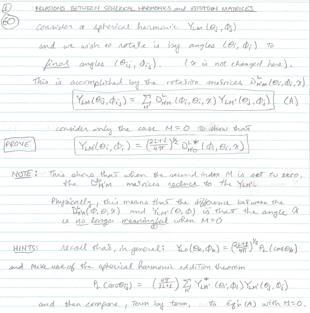 RELATIONS BETWEEN SPHERICAL HARMONICS and ROTATION | Chegg.com