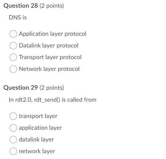 Solved Question 28 2 Points Dns Is Application Layer