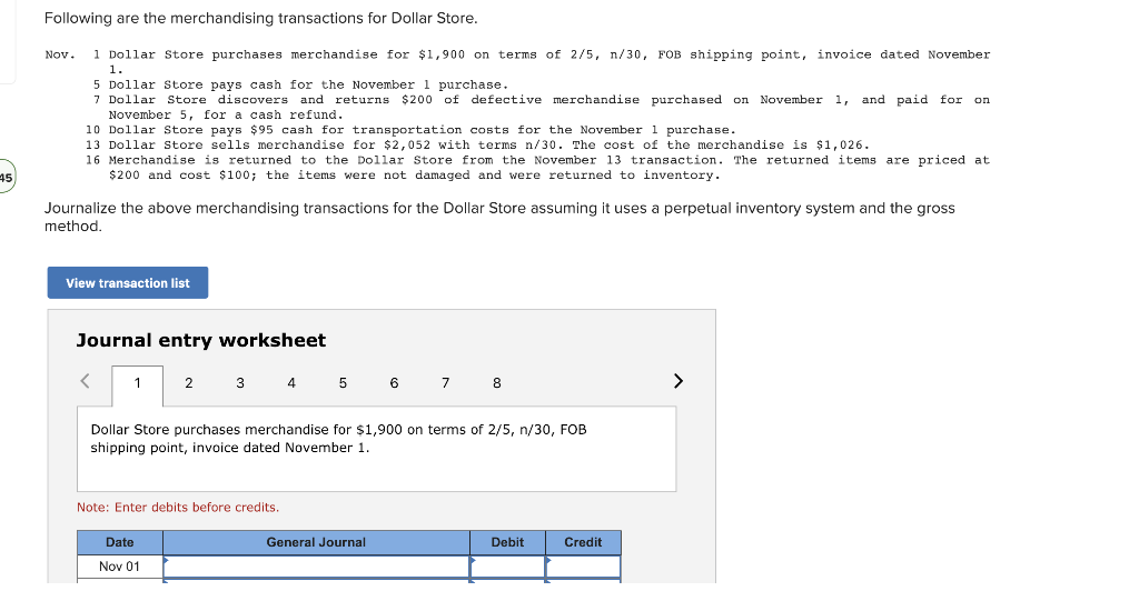 Solved Following are the merchandising transactions for | Chegg.com